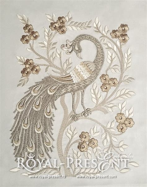 Machine Embroidery Design Peacock 3 Sizes