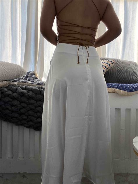 Crisscross Backless Satin High Slit Party Dress