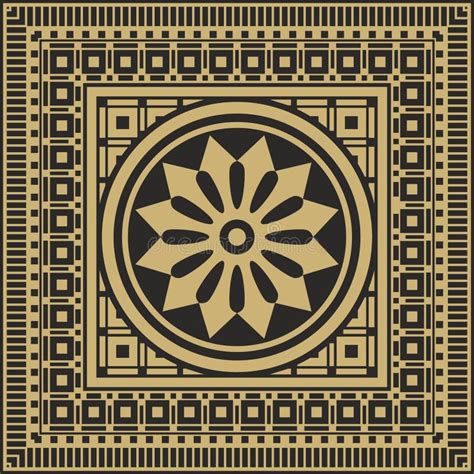 Vector Square Assyrian Gold And Black Ornament Stock Vector