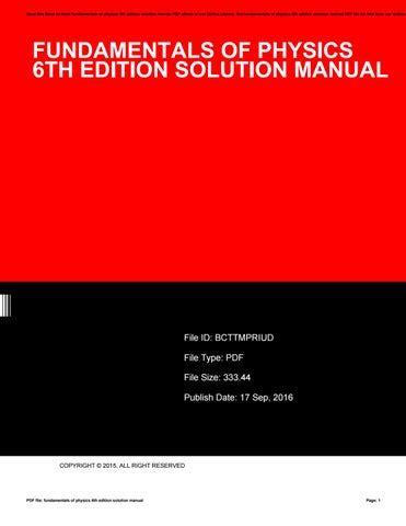 Fundamentals Of Physics Th Edition Solution Manual By Cetpass Issuu