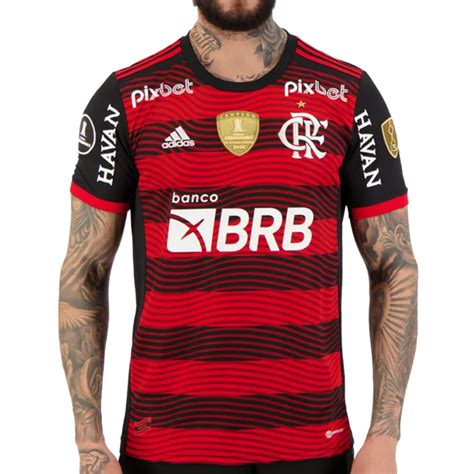 Camisa I Flamengo 2022 Campeão Libertadores Todos Os Patrocinios Masculina Torcedor Adidas