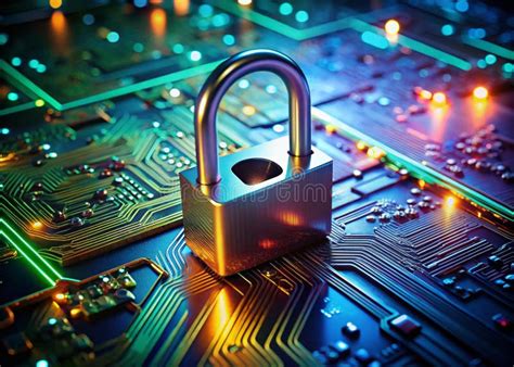 Protecting Digital Assets A Glowing Padlock Illuminates A Circuit Board Symbolizing
