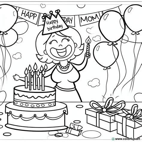 Coloriage Pour Joyeux Anniversaire De Maman à Télécharger Ou à Imprimer