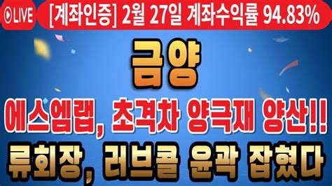 금양 주가전망 에스엠랩 초격차 양극재 양산 류회장 러브콜 윤곽 잡혔다 금양 금양주가박순혁작가금양주가전망