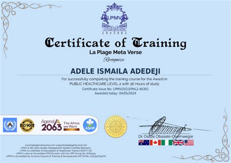 Certificate For Adele Ismaila Adedeji Pdf