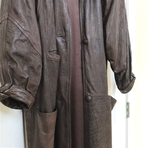 Vintage Leather Trench Coat 1980s Gem
