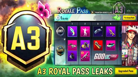 A3 Royal PASS LEAKS 1 TO 100 RP REWARDS PUBG MOBILE A3 ROYAL PASS