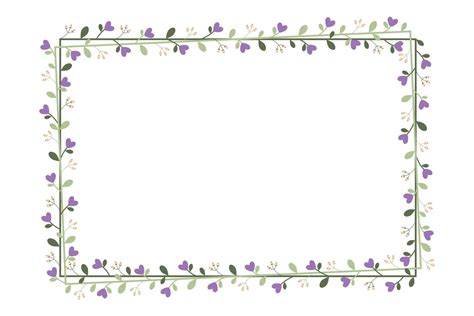 Green Rectangular Border Frame With Purple Love Flowers And Green Leaves 56507557 Vector Art At