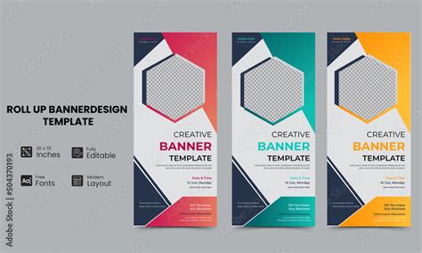 Roll Up Banner Design Template Business Rool Up Banner Stock Vector