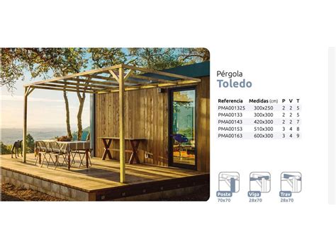 Pérgola de madera Adosada Toledo 300x250 a 600x300