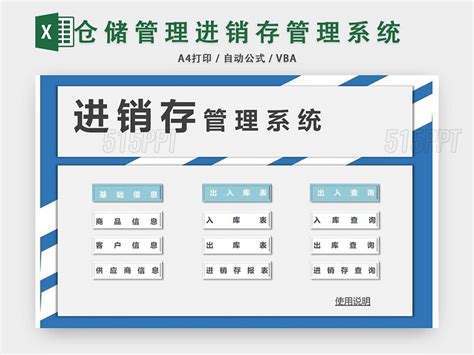 仓储管理进销存管理系统表格设计EXCEL模板 515PPT