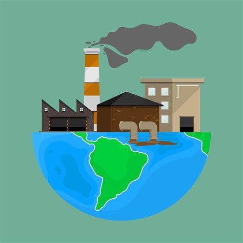 Ilustración De Dibujos Animados Planos Contaminación Del Aire Y El