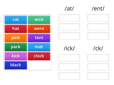 Classify The Words With The Same Ending Sound Group Sort