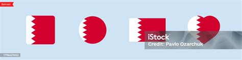 바레인 아이콘의 국기입니다 사각형 원 하트 모양의 바레인 국기 웹 사이트 언어 선택 기호 벡터 Ui 플래그 디자인 국기에 대한 스톡 벡터 아트 및 기타 이미지 Istock