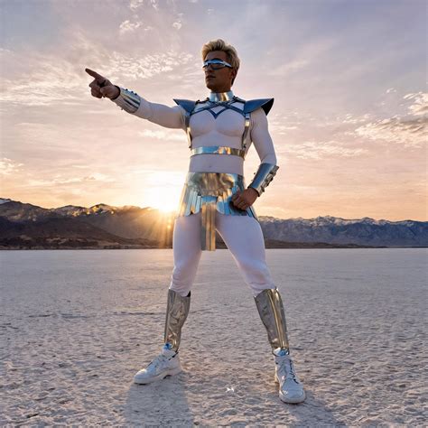 Mens Silver Galaxy Warrior Costume Cyberpunk Outfit For Festival