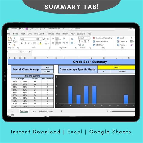 Student Gradebook Template For Excel Teacher Gradebook Spreadsheet Class Average Calculator