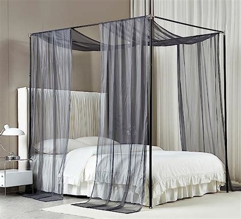 Akiky Canopy Bed Curtains Queen Sheer Grey Bed Canopy Scarf