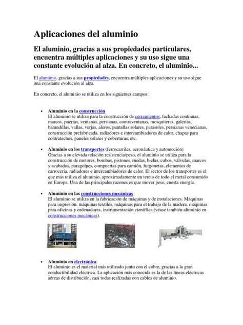 Aplicaciones Del Aluminio Aluminio Cobre Prueba Gratuita De 30