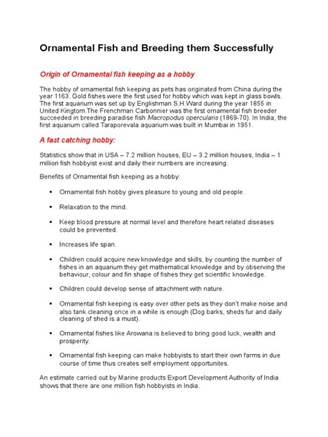 Breeding Ornamental Fish Pdf Fishkeeping Spawn Biology