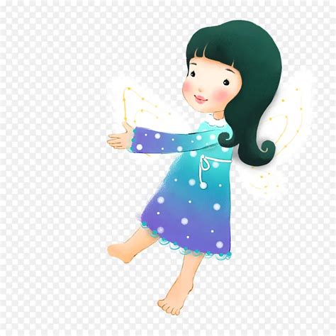 手绘蓝裙女孩png图片素材下载图片编号ylbpaedo 免抠素材网