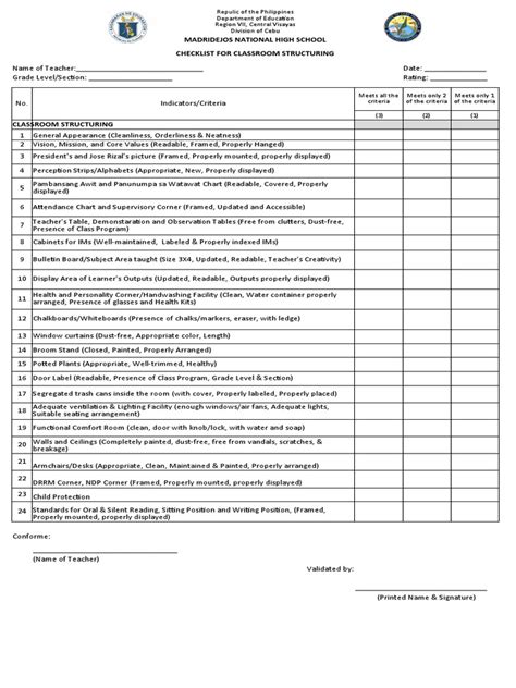 Checklist For Classroom Structuring Latest 1 Pdf Classroom Checklist For Classroom Structuring Latest 1 Pdf Classroom