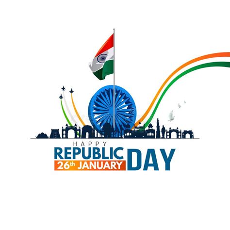Happy Republic Day India Ashoka Chakra With Indian Flag Stock Vector