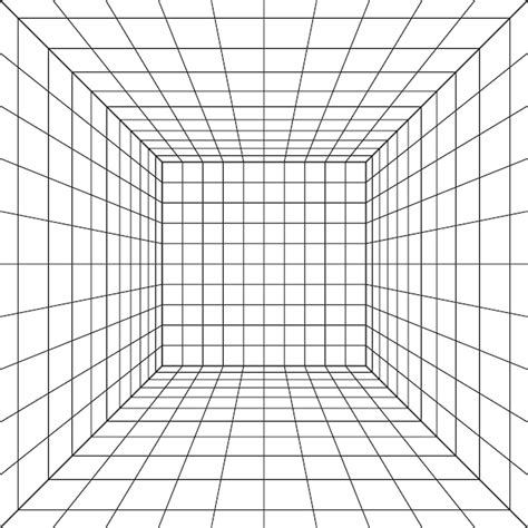 Premium Vector Wireframe Perspective Cube 3d Wireframe Grid Room 3d