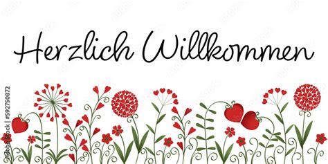 Herzlich Willkommen Text in deutscher Sprache Banner für