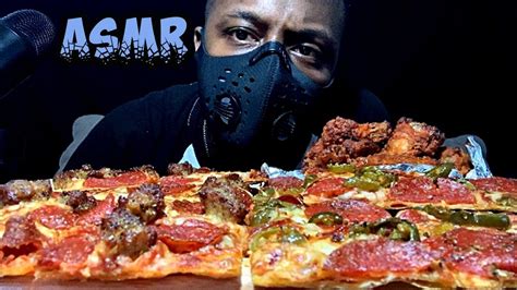 Asmr Eating Dominos Pizza Hot Wings Mukbang No Talking Youtube