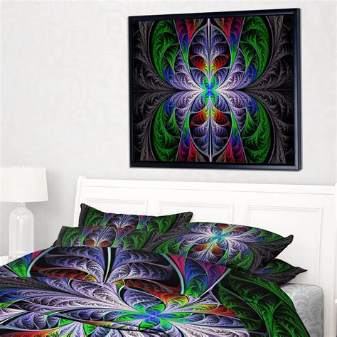 Designart Beautiful Fractal Stained Glass Abstract Wall Art Framed