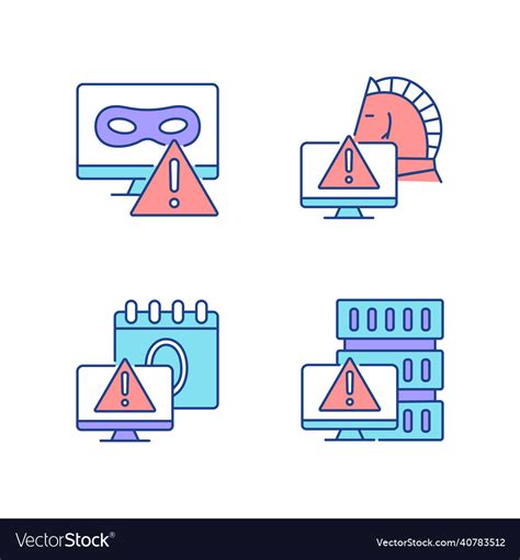 Computer System Attacks Rgb Color Icons Set Vector Image