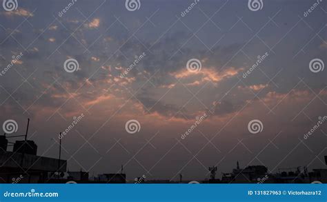 Cloud Patches In The Evening With Sunlight Stock Image Image Of