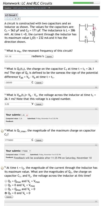 Solved Homework LC And RLC Circuits LC Circuit A Circuit Chegg