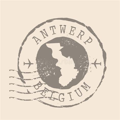 Stamp Postal Of Antwerp Is City Of Belgium Map Silhouette Rubber Seal