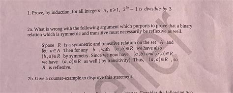 Solved 1 Prove By Induction For All Integers Nn⩾122n−1