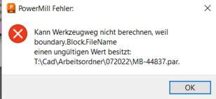 Getting Error Cannot Calculate Toolpath Because Boundary Block File