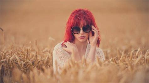 Women Model Redhead Long Hair Women Outdoors Face See Through