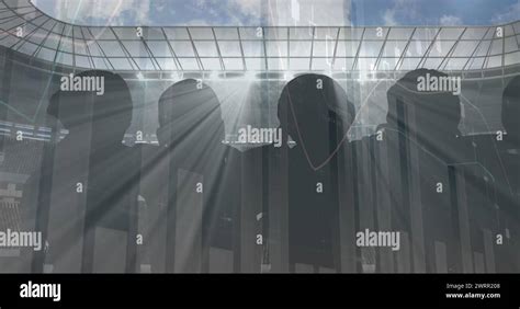 Statistical Data Processing Against Silhouette Of Fans Cheering And