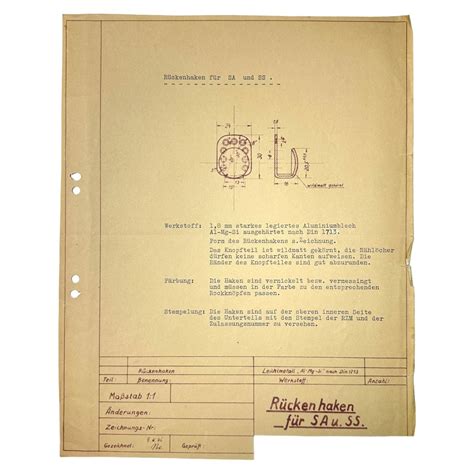 Original Wwii German Ss Sa Rucksack Hooks Design Document