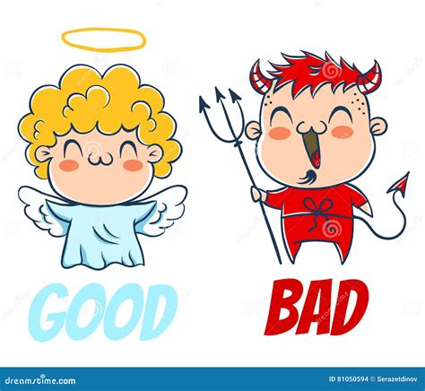 Angel And Devil Stock Vector Illustration Of Moral Horns 81050594