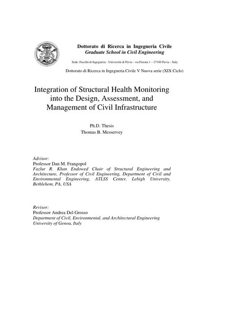 Pdf Integration Of Structural Health Monitoring Into The Design Assessment And Management Of