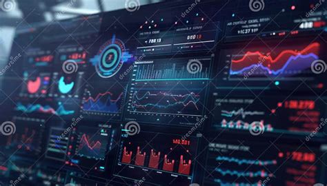 Visualization Of Real Time Data Metrics On A Digital Interface In A Modern Control Room Stock