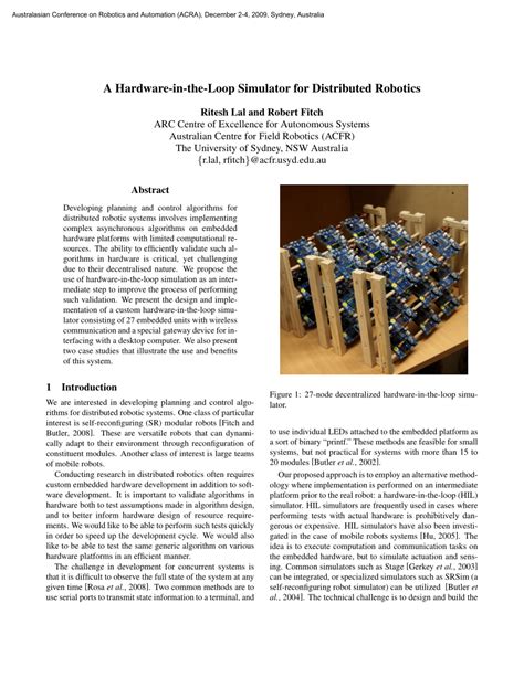 Pdf A Hardware In The Loop Simulator For Distributed Robotics