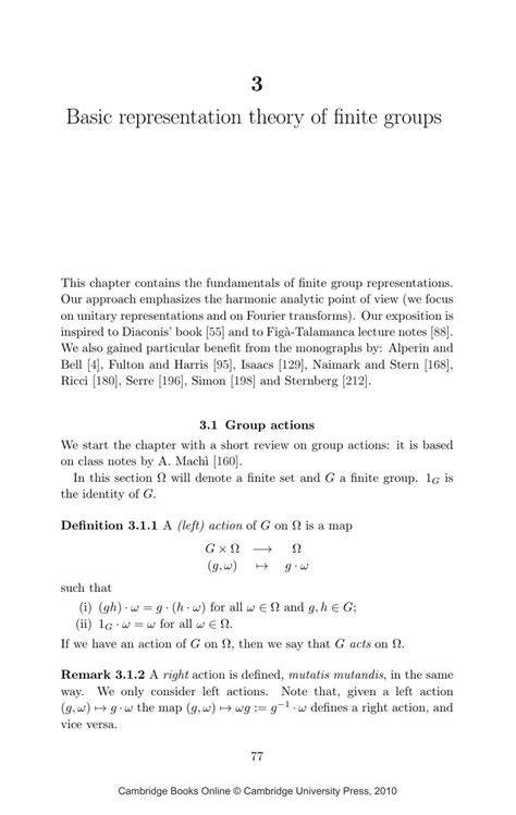 Basic Representation Theory Of Finite Groups Chapter 3 Harmonic Analysis On Finite Groups
