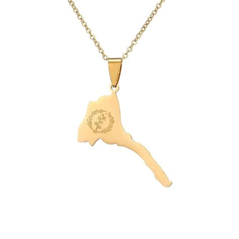 Amazon Eritrean Map Flag Pendant Necklaces 18KGP Pendant Jewelry