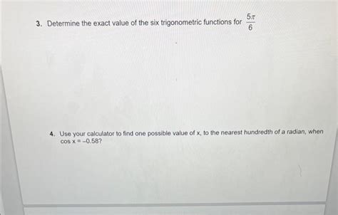 Solved Pre Calculus 30 Chapter 4 Assignment To Receive Full