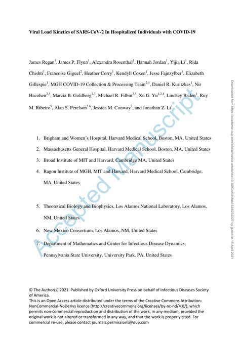 Pdf Viral Load Kinetics Of Sars Cov 2 In Hospitalized Individuals