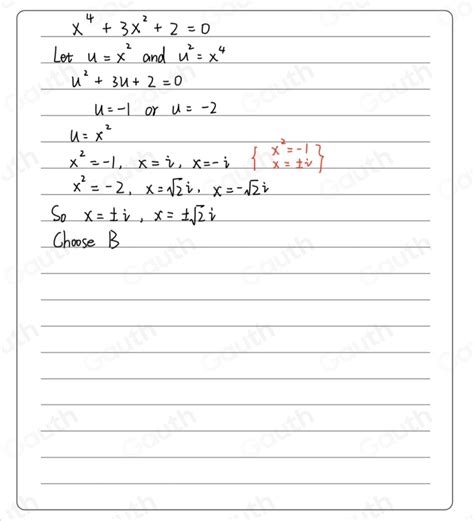 Solved What Are The Solutions Of The Equation X 4 3x 2 2 0 Use U