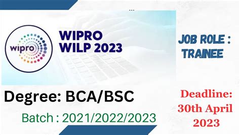 Wipro WILP Work Integrated Learning Program 2023 Hiring Freshers For