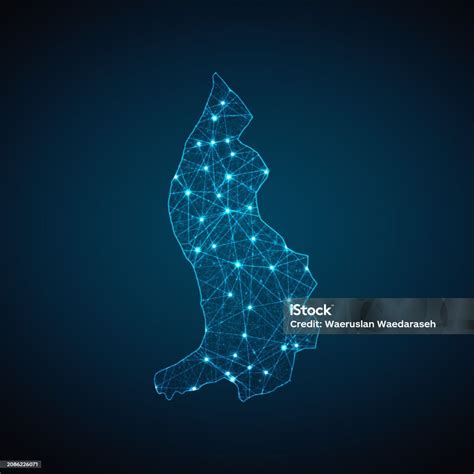 리히텐슈타인 지도 기하학적 메쉬 다각형 조명입니다 비즈니스 와이어 프레임 메쉬 구체 비행 파편 블루 구조 스타일 0명에 대한 스톡 벡터 아트 및 기타 이미지 Istock